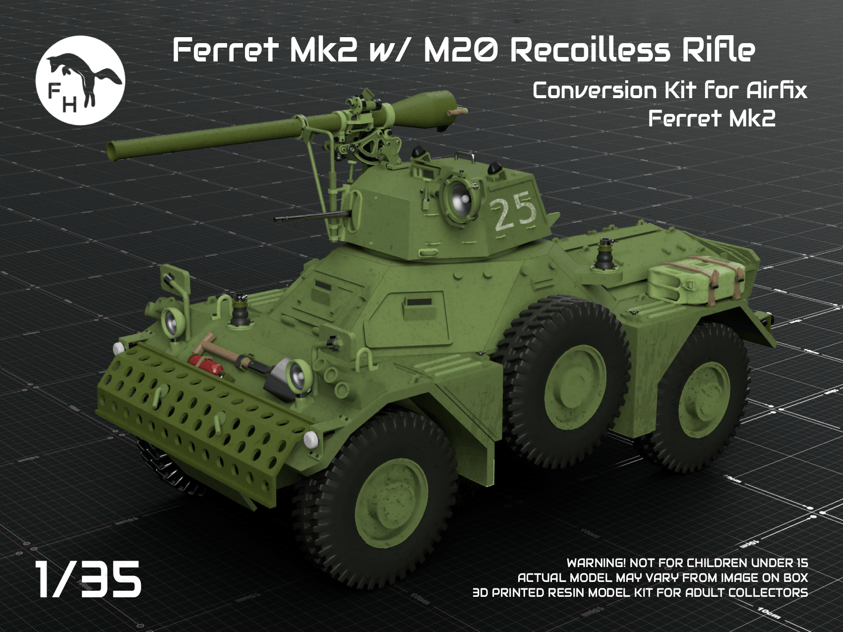 1/35 Ferret Mk2 w/ M20 Recoilless Rifle Conversion – FoxHopp Models